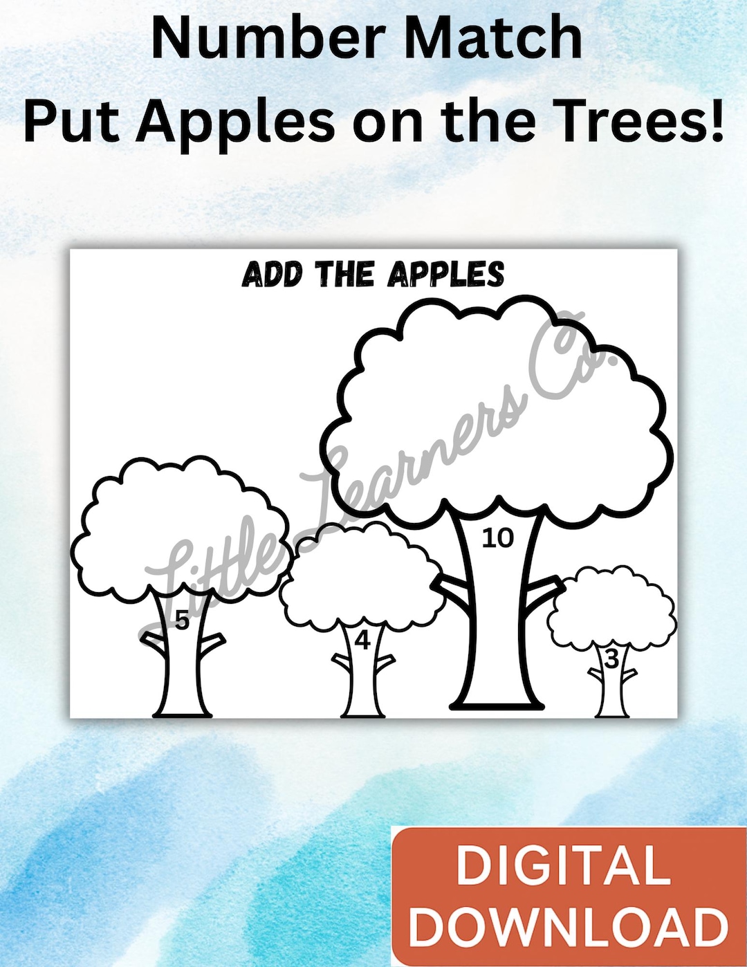 Add the Apples | Toddler Counting Activity | Number Matching Worksheet ...