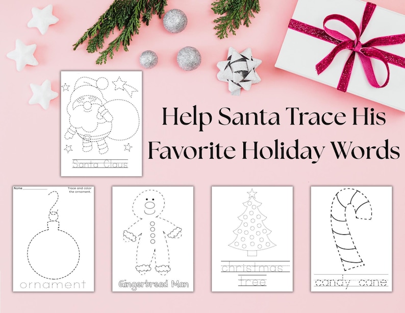Holiday Word Tracing for Toddlers, Christmas Tracing Worksheets, Fine ...