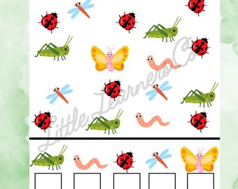 Printable I Spy Bugs. Insect Activity Preschool. Kindergarten Counting ...