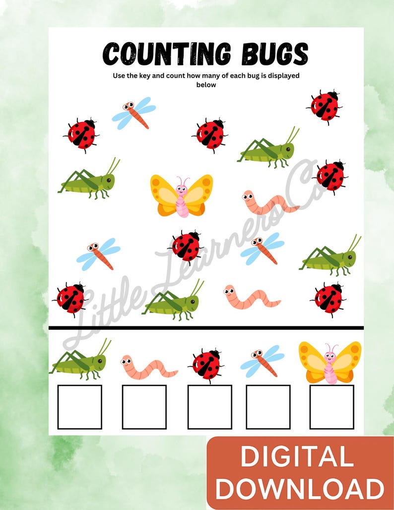 Counting Bugs Worksheet | Preschool Counting Activity | Insect Math ...