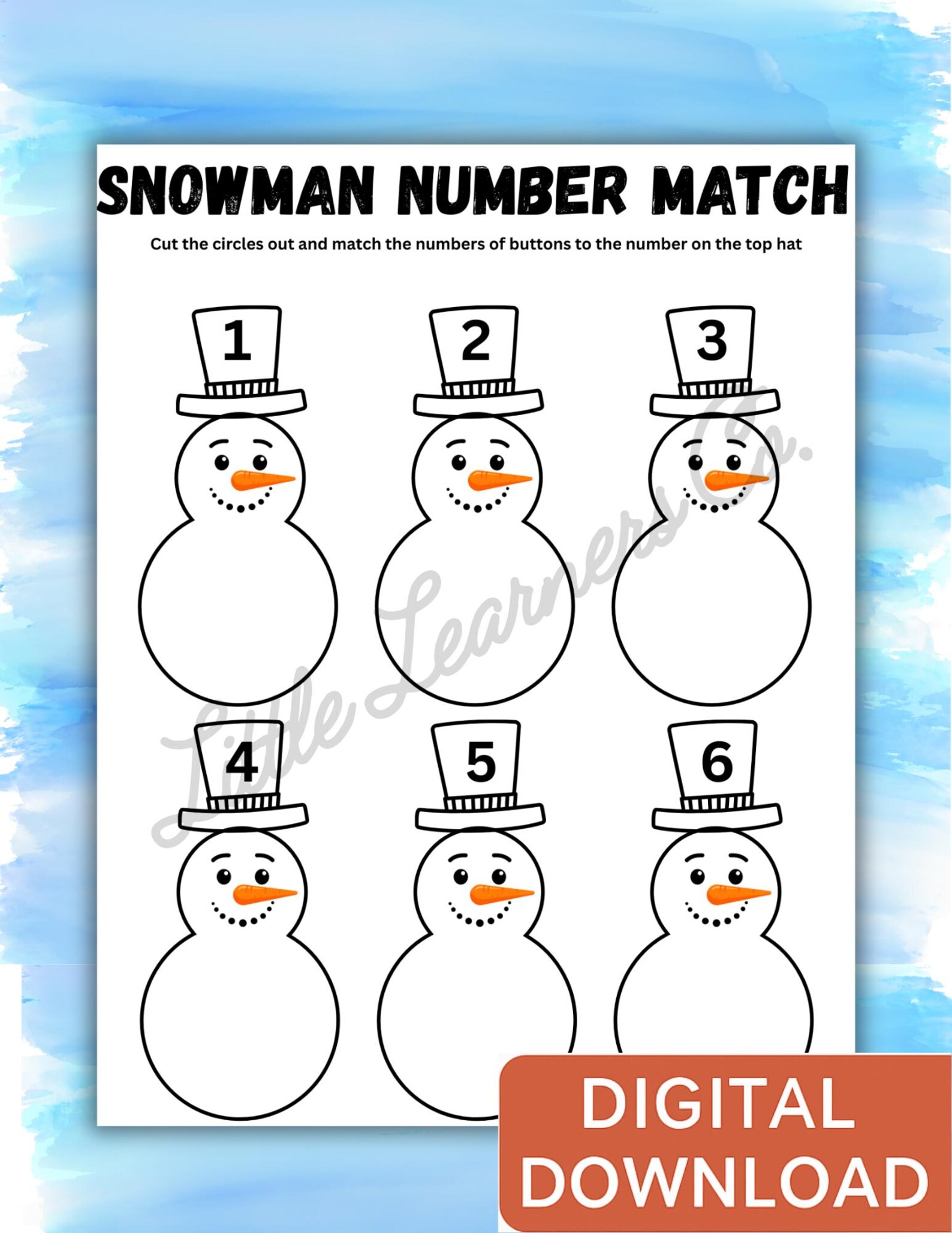 Snowman Number Match | Winter Counting Activity | Preschool Math ...