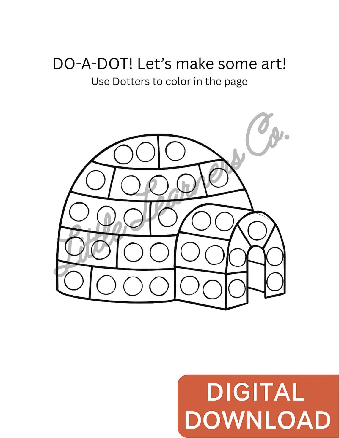 Igloo Dot Marker Coloring Page | Winter Do a Dot Printable - Etsy