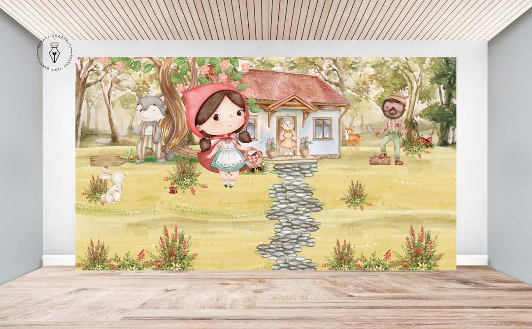 Little Red Riding Hood Digital Art for Your Party Panel Ready for You ...