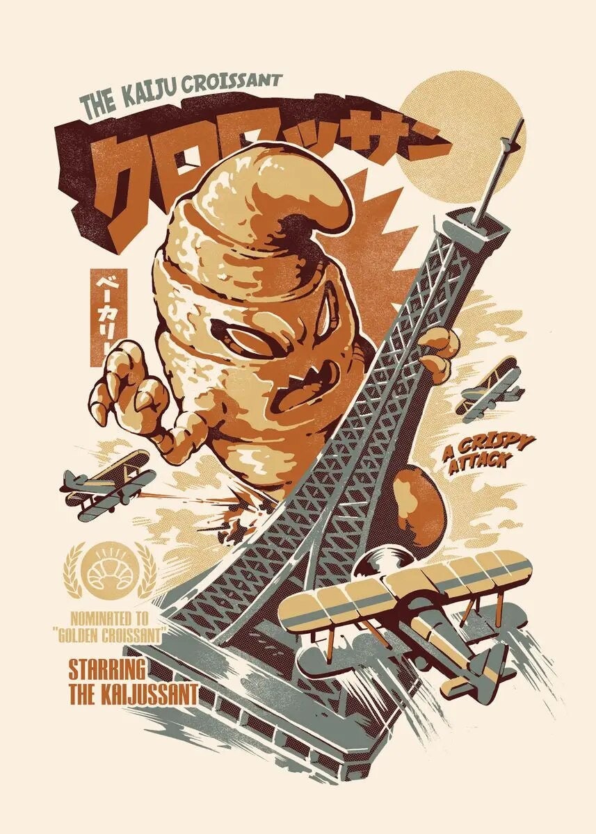 Food-themed Kaiju Monster Poster Set Deliciously Unique Wall - Etsy