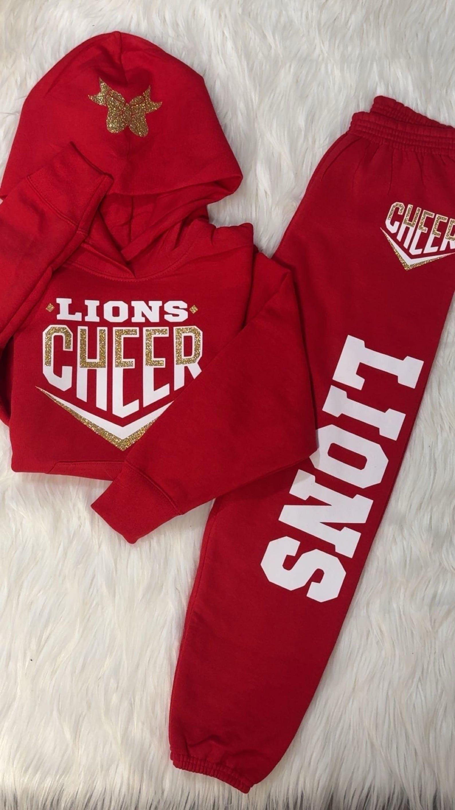 Custom Youth Cheer Sweatsuit: Glitter Hoodie & Sweatpants - Etsy