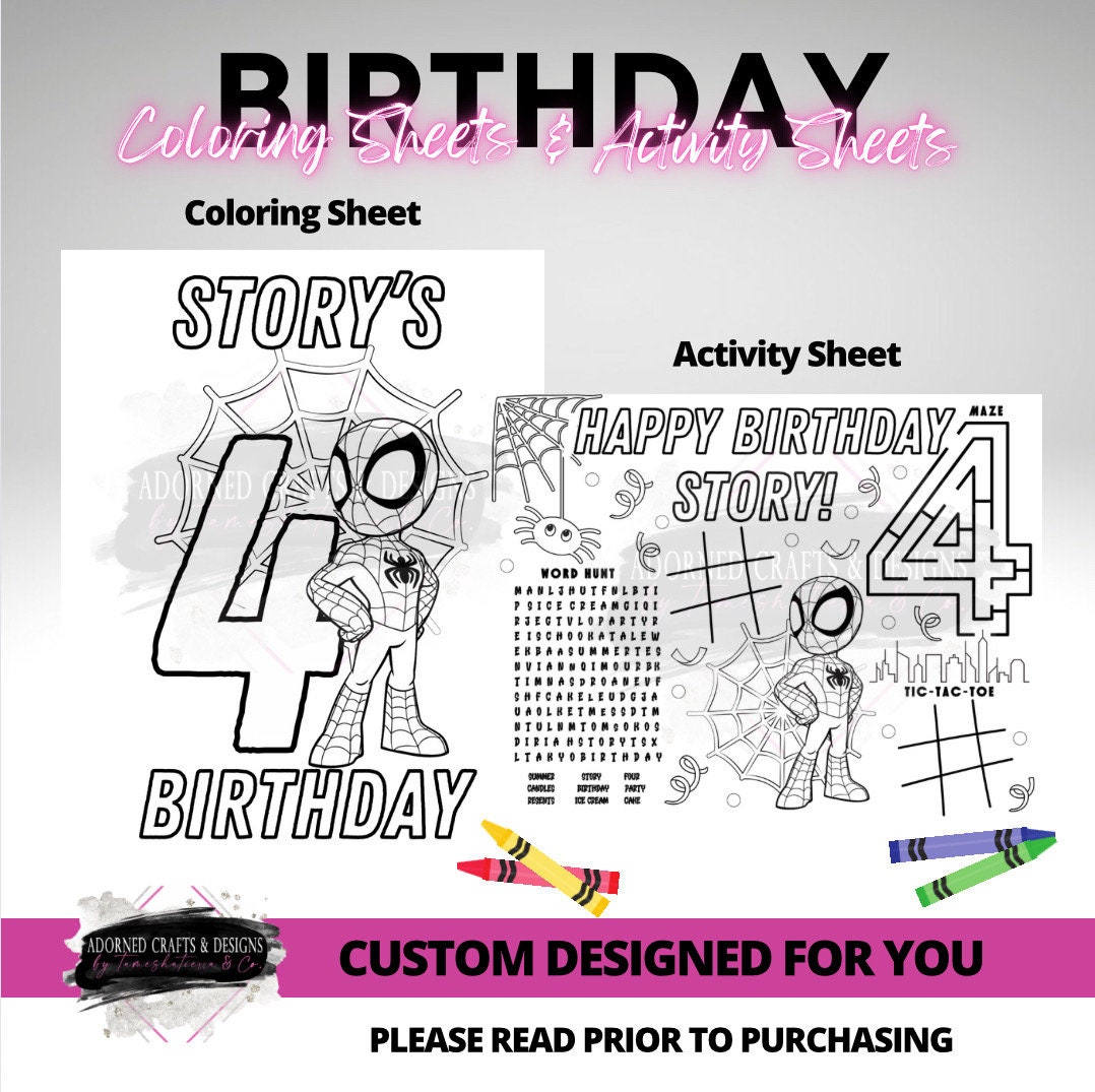 Birthday Coloring Page for Kids Custom Birthday Coloring Sheet Birthday ...