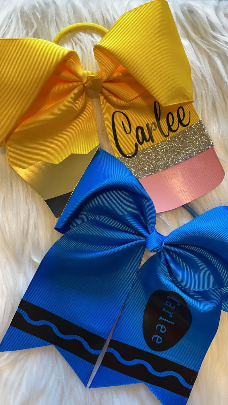 Personalized Hair Bows | Crayola Bow | Pencil Bow | Girls Hair Bow ...