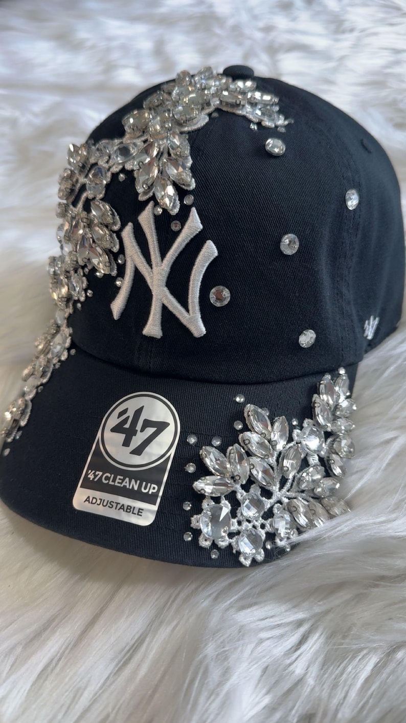 Customizable Rhinestone Baseball Cap: NY Bling Hat - Etsy