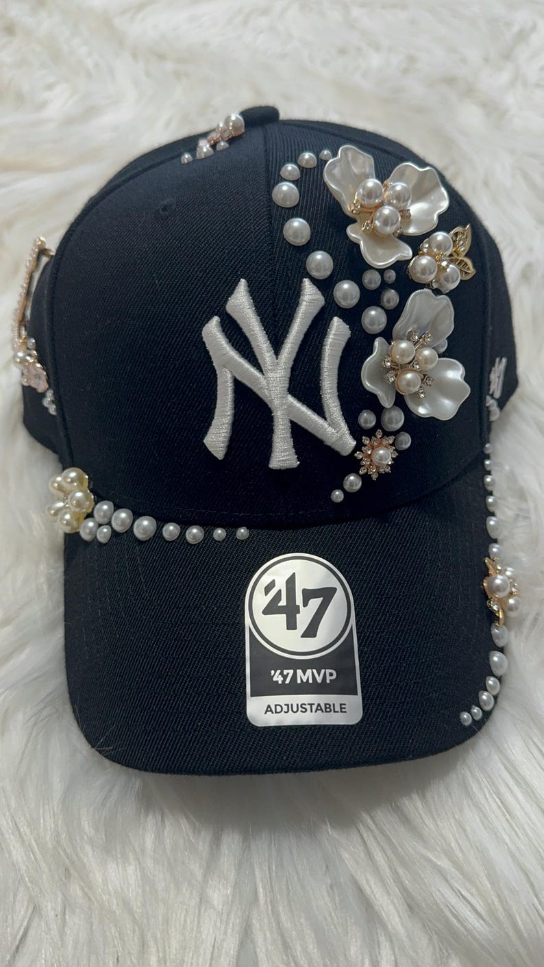 Customizable Rhinestone Baseball Cap: NY Bling Hat - Etsy
