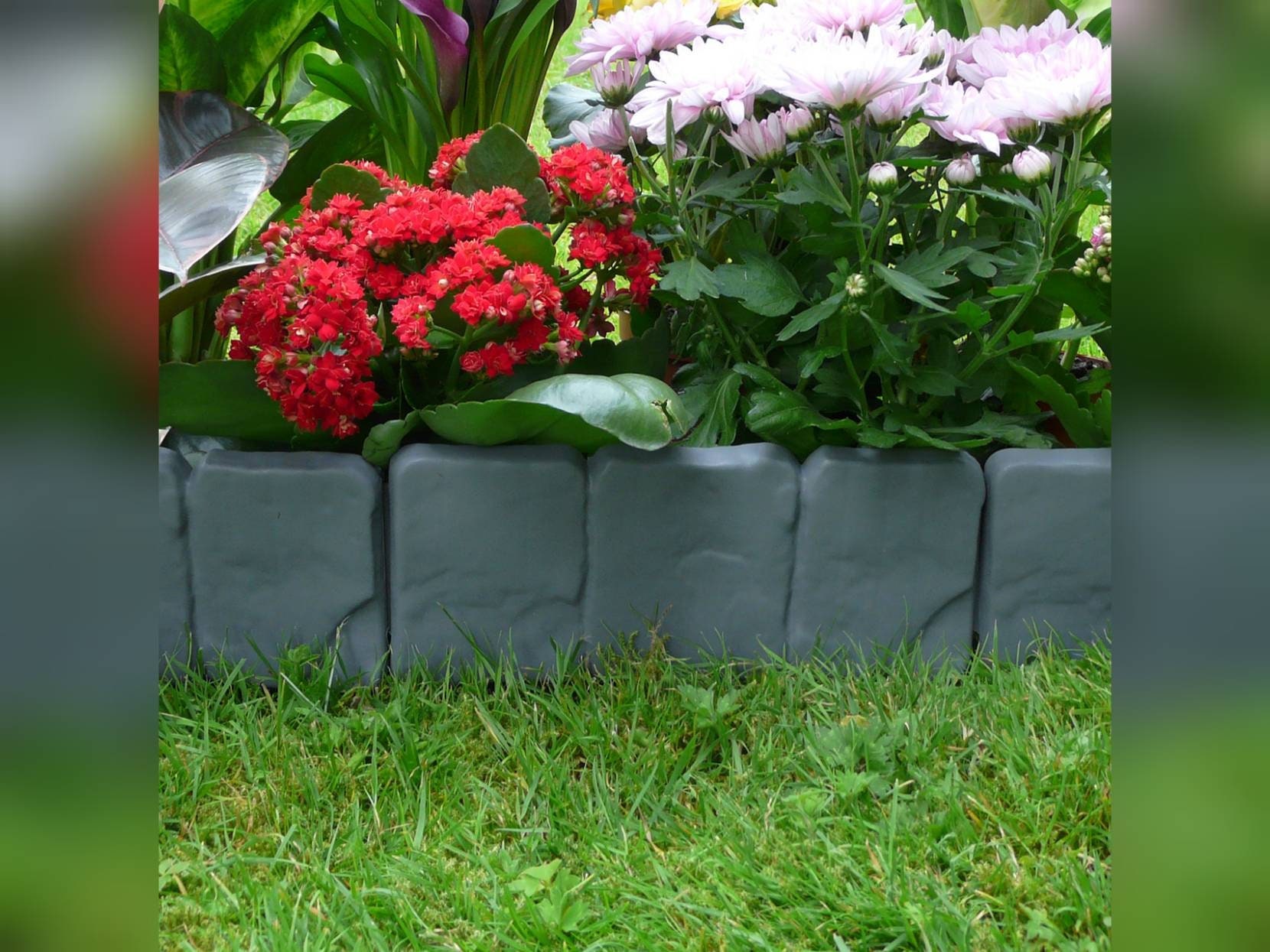 Stone Effect Lawn Edging Grey 5m Pack Of 20 Etsy Uk