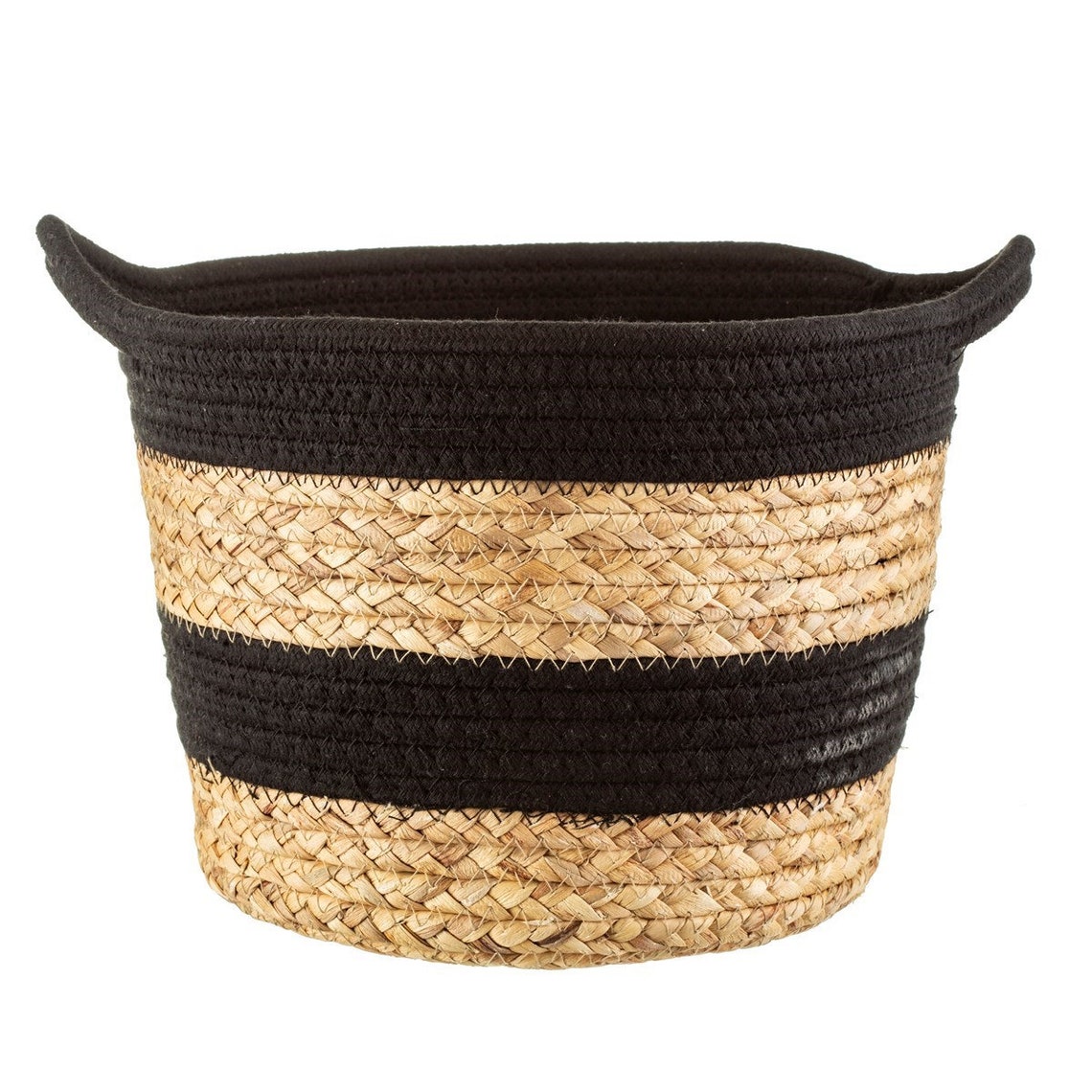 Black Rope & Grass Stripe Cotton Rope and Seagrass Storage - Etsy