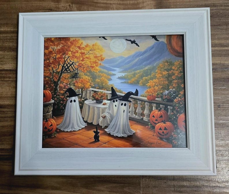 Halloween Wall Art Print | Cute Ghost Family Pumpkin Decor | Autumn ...