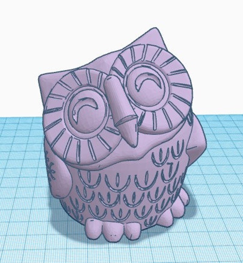 3D STL File Owl Planter With Hole - Etsy