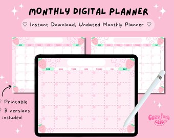 Strawberry Monthly Calendar - Etsy