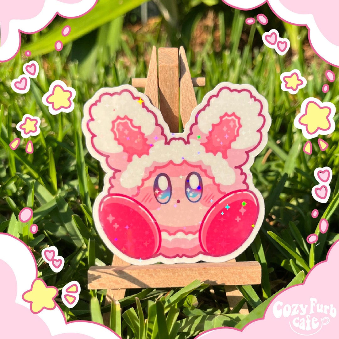 Bunny Kirbo Sticker | Water Resistant Holographic Vinyl Sticker, Gift ...