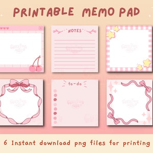 Kawaii Printable Memo Pad | Journal Scrapbook Digital Download - Etsy