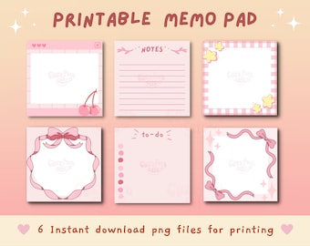 Printable Memo Pad, Printable Memo Sheets, Digital Download, Journal ...