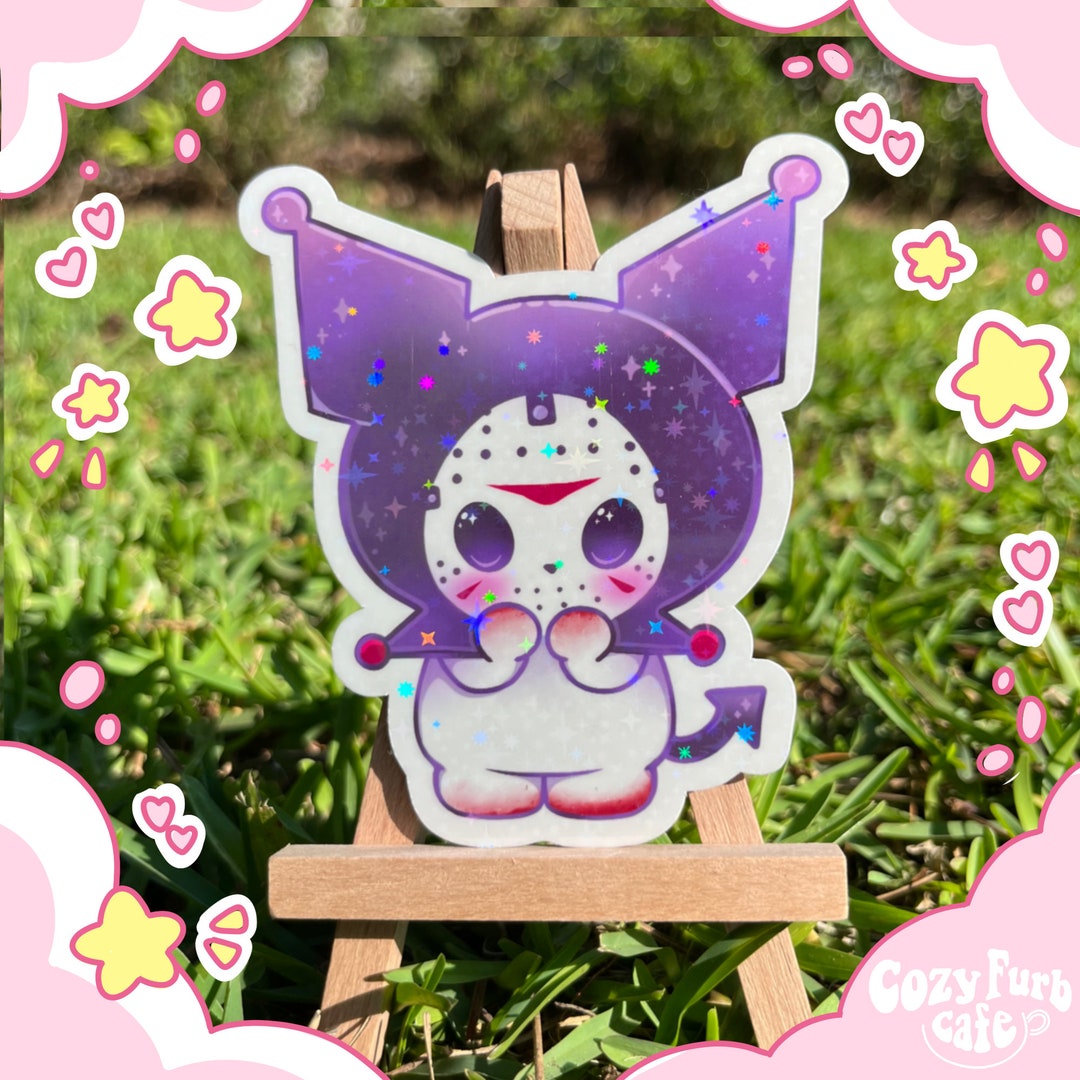 Kawaii Killer Kuro | Water Resistant Holographic Vinyl Sticker, Horror ...