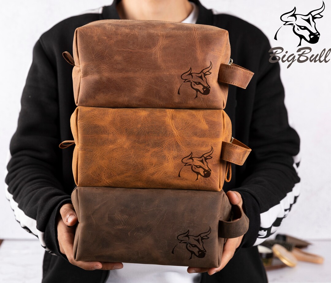 Personalized Men's Leather Dopp Kit, Valentines Day Gift, Travel ...