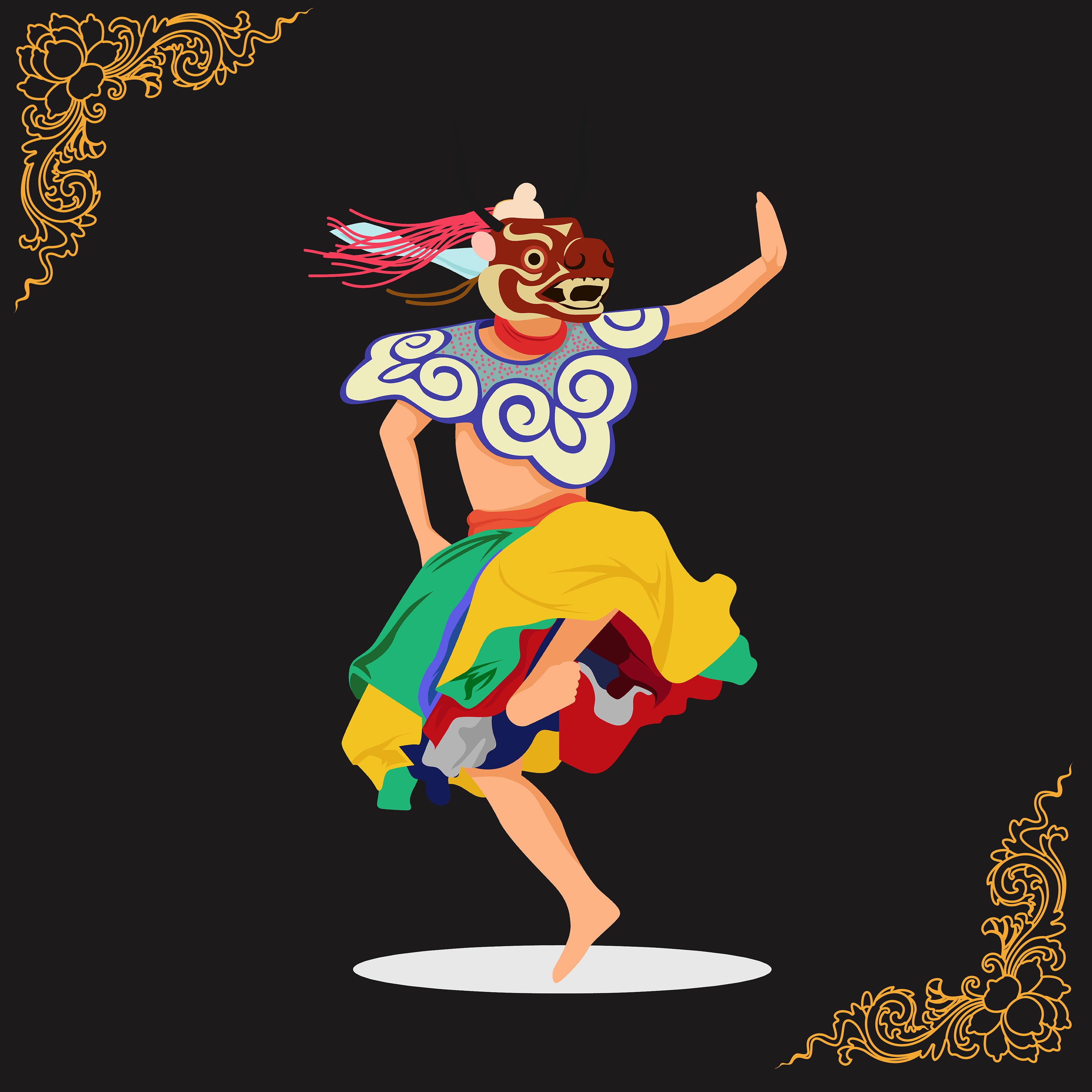 Mask Dancer From Bhutan Digital Art Direct Download - Etsy