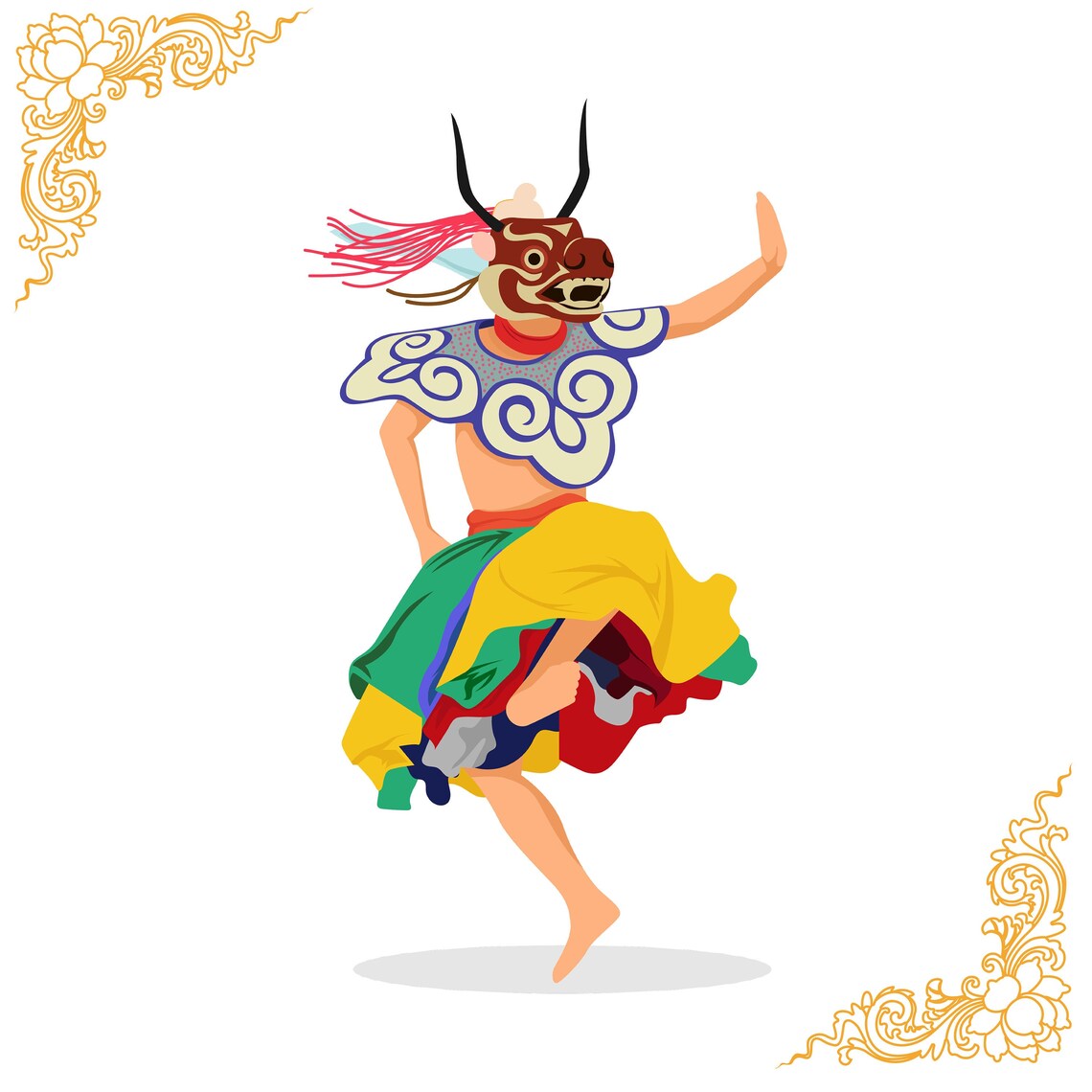 Mask Dancer From Bhutan Digital Art Direct Download - Etsy