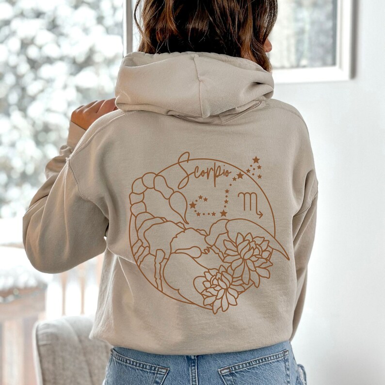 Scorpio Hoodie: Zodiac Sign, Birth Flower, Astrology Gift - Etsy