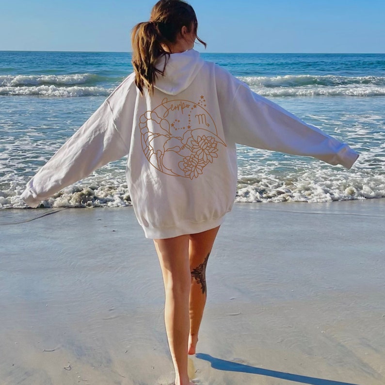 Scorpio Hoodie: Zodiac Sign, Birth Flower, Astrology Gift - Etsy