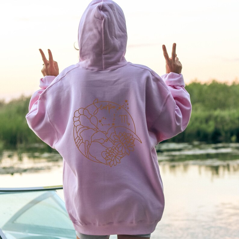Scorpio Hoodie: Zodiac Sign, Birth Flower, Astrology Gift - Etsy