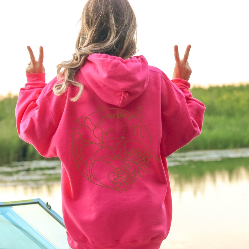 Scorpio Hoodie: Zodiac Sign, Birth Flower, Astrology Gift - Etsy