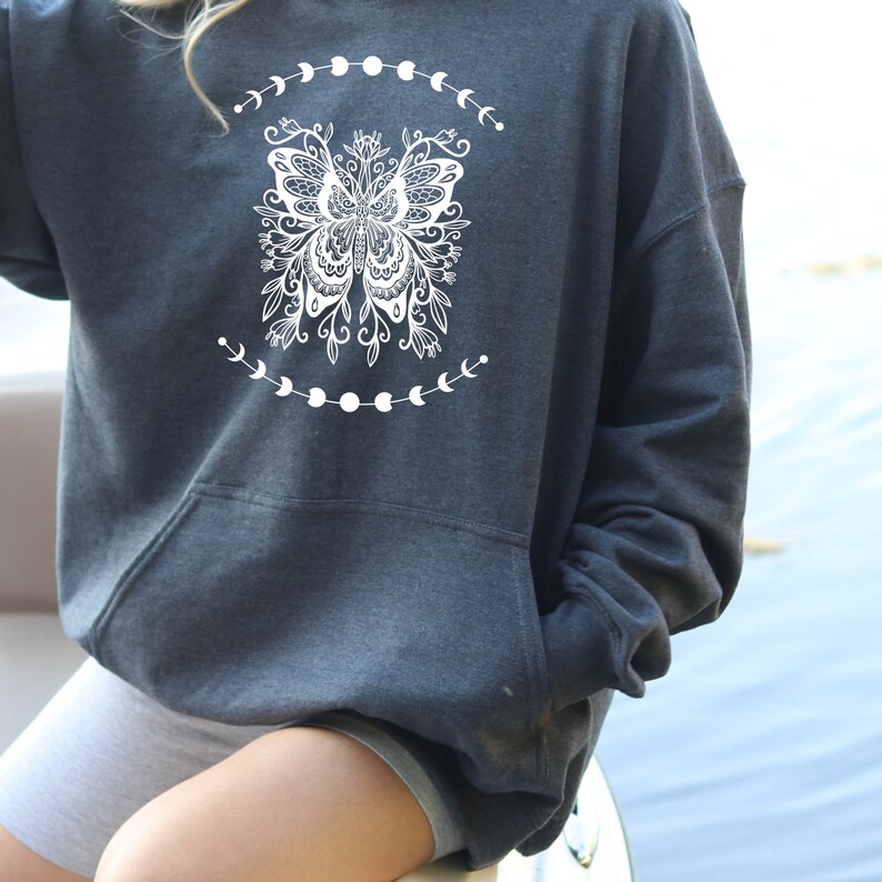 Butterfly Hoodie, Mindfulness Gift, Monarch Butterfly Insect Shirt Moon Hoodie, Butterfly Lovers ...
