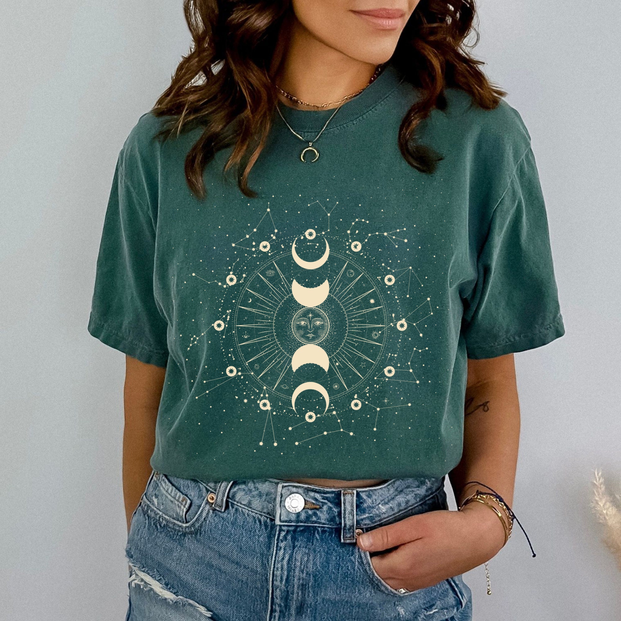 Celestial Shirt Moon Shirts, Moon Phase Astrology Astronomy, Moon Lover ...