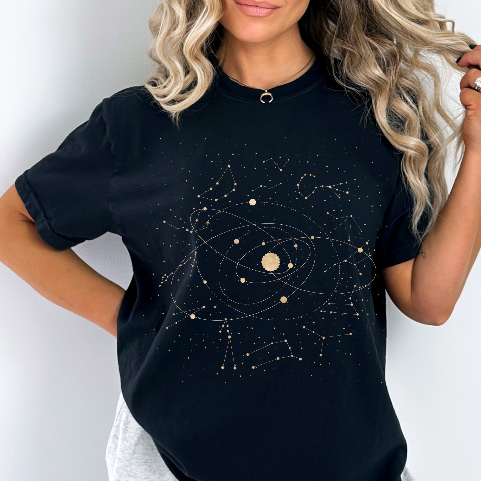 Celestial Shirt Outer Space T Shirts Astrology Graphic T Shirt Astronomy Vintage Comfort Colors ...