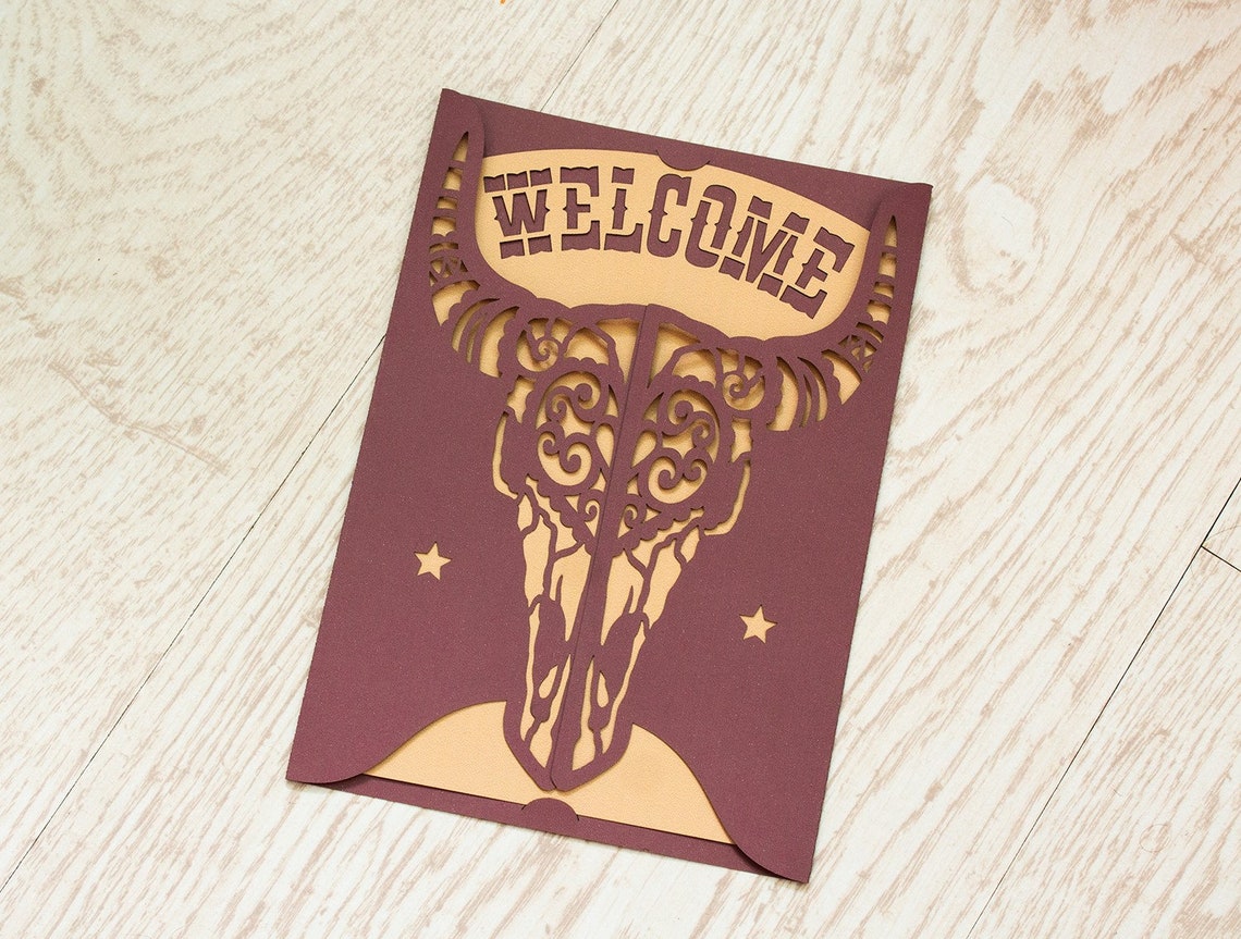 Western Wedding Invitation Svg Country Party Bull's - Etsy