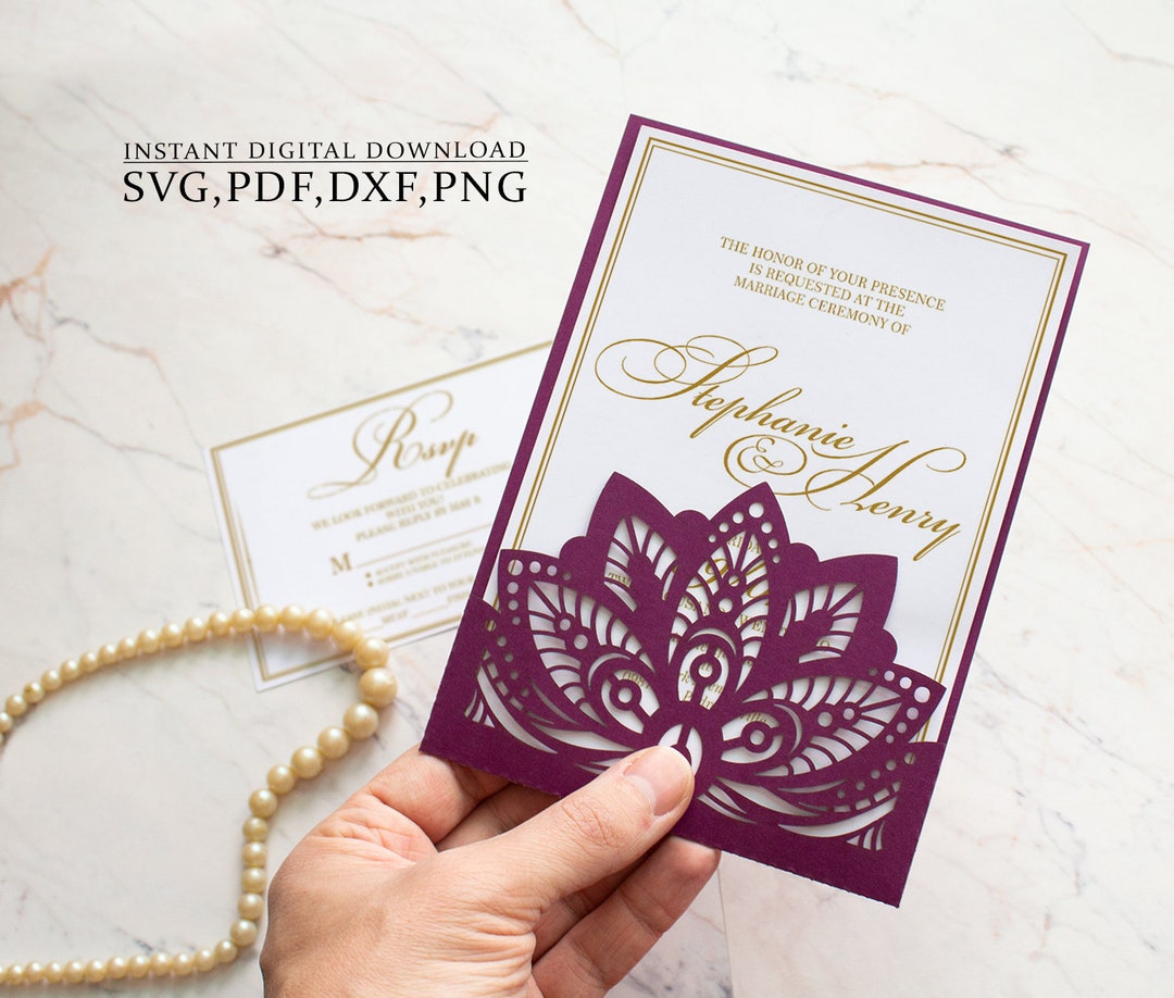 Wedding Pocket Invitation Template SVG, Mandala Pocket Envelope ...