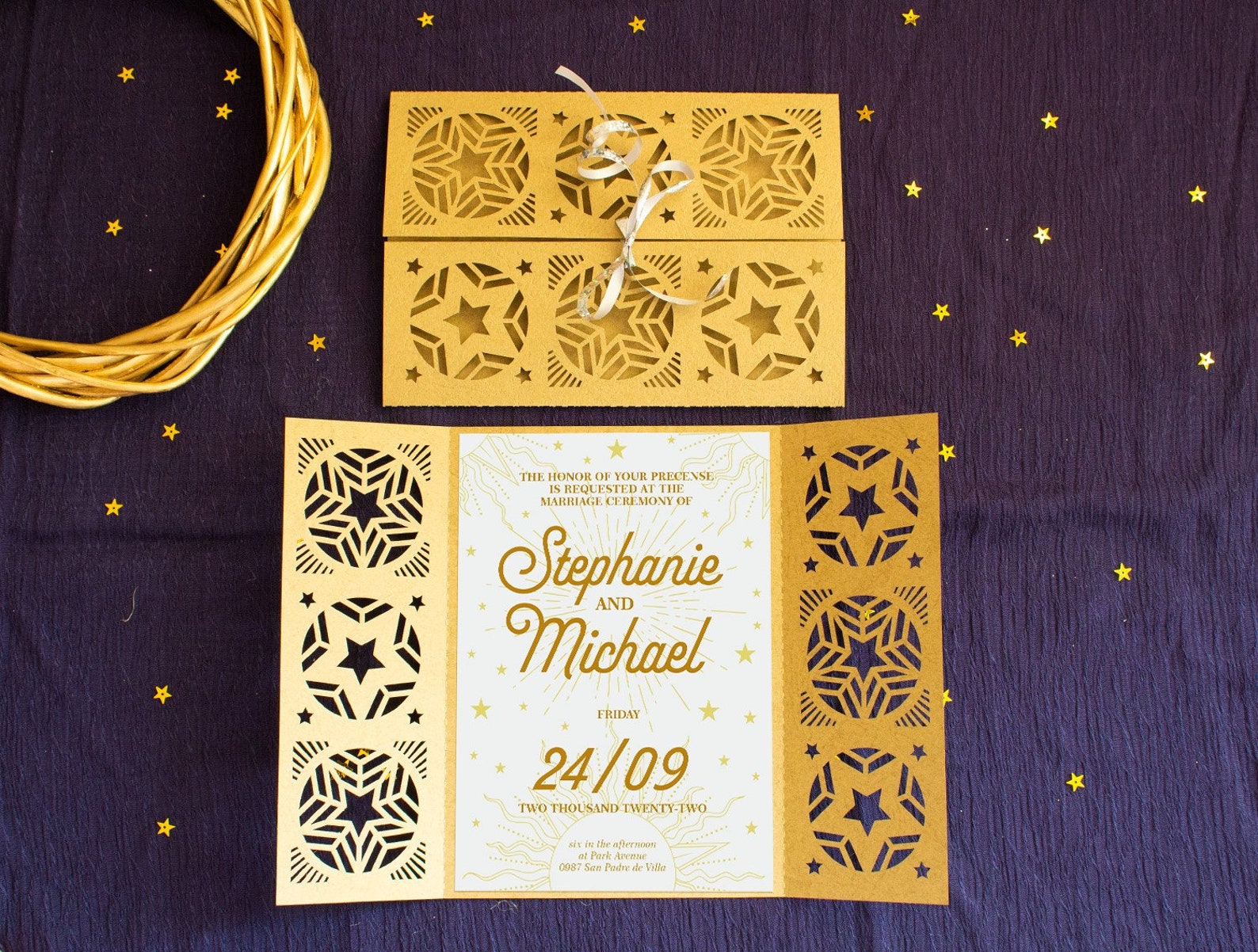 Invitation Template SVG Wedding Stars 5x7 Envelope Template - Etsy