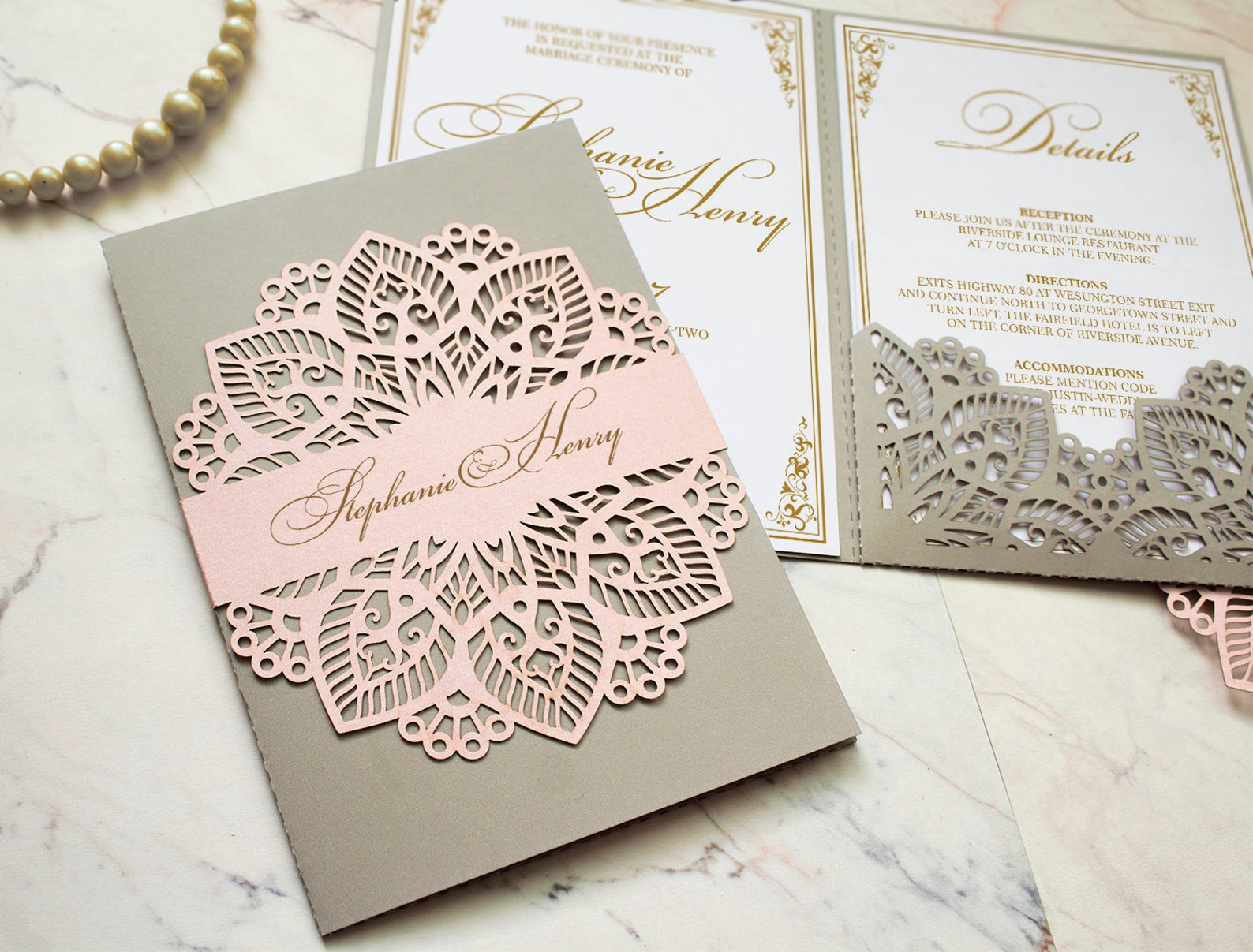 Wedding Lace Invitation SVG Template, Elegant 5x7 Pocket Envelope for ...