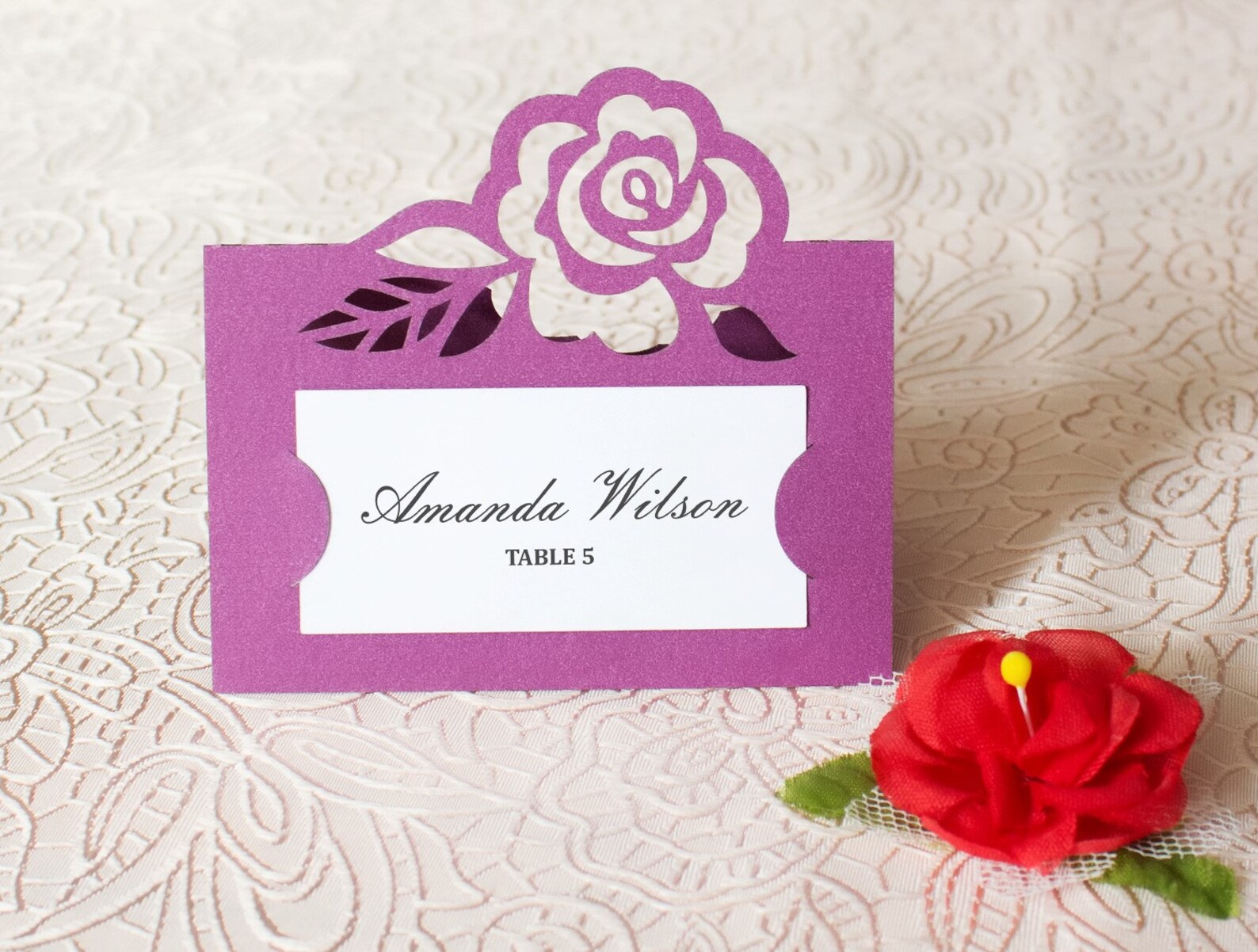 Place Card Template Svg Rose Wedding Place Cards Escort Card - Etsy