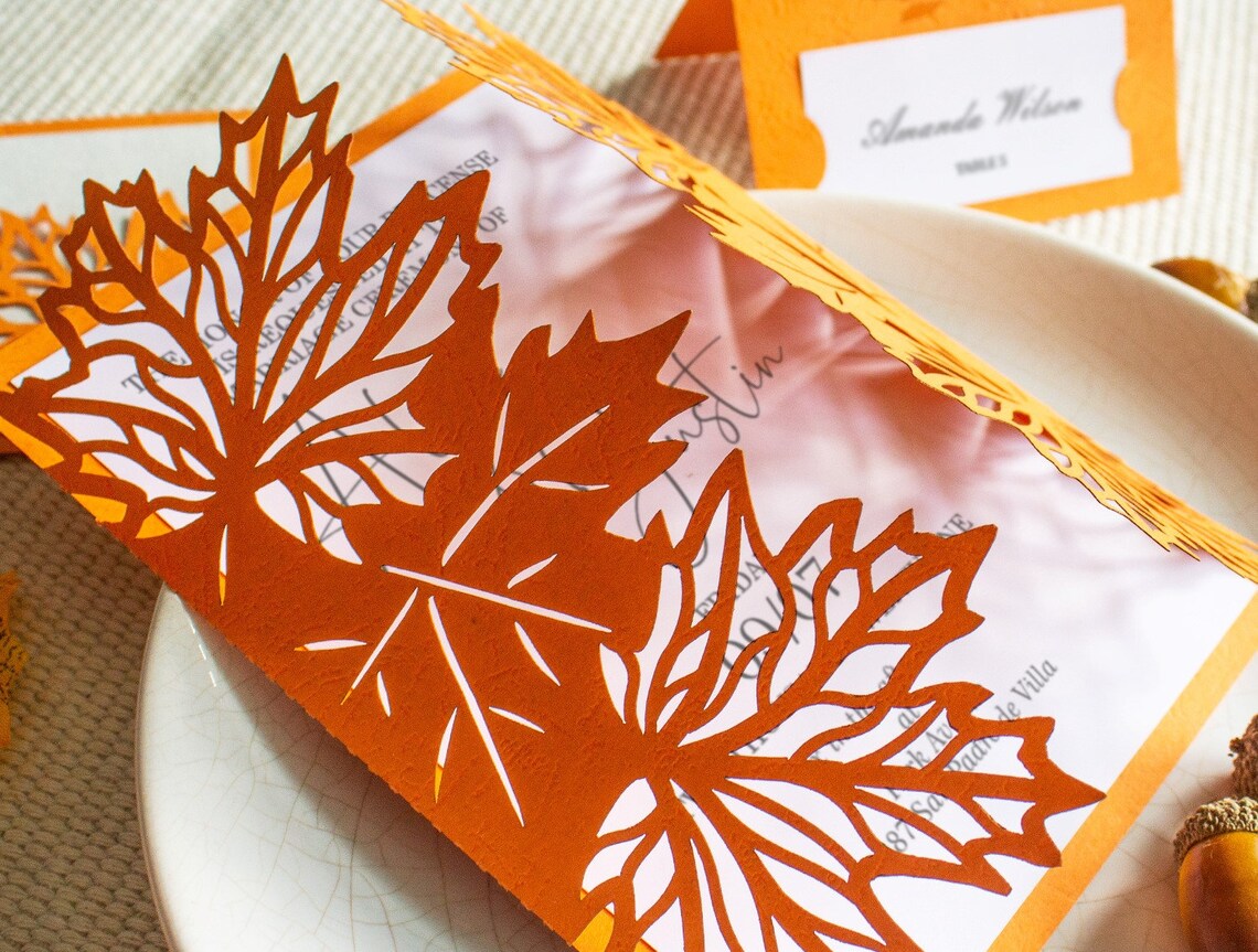 Maple Leaf Invitation SVG Autumn Wedding Invitation Set - Etsy