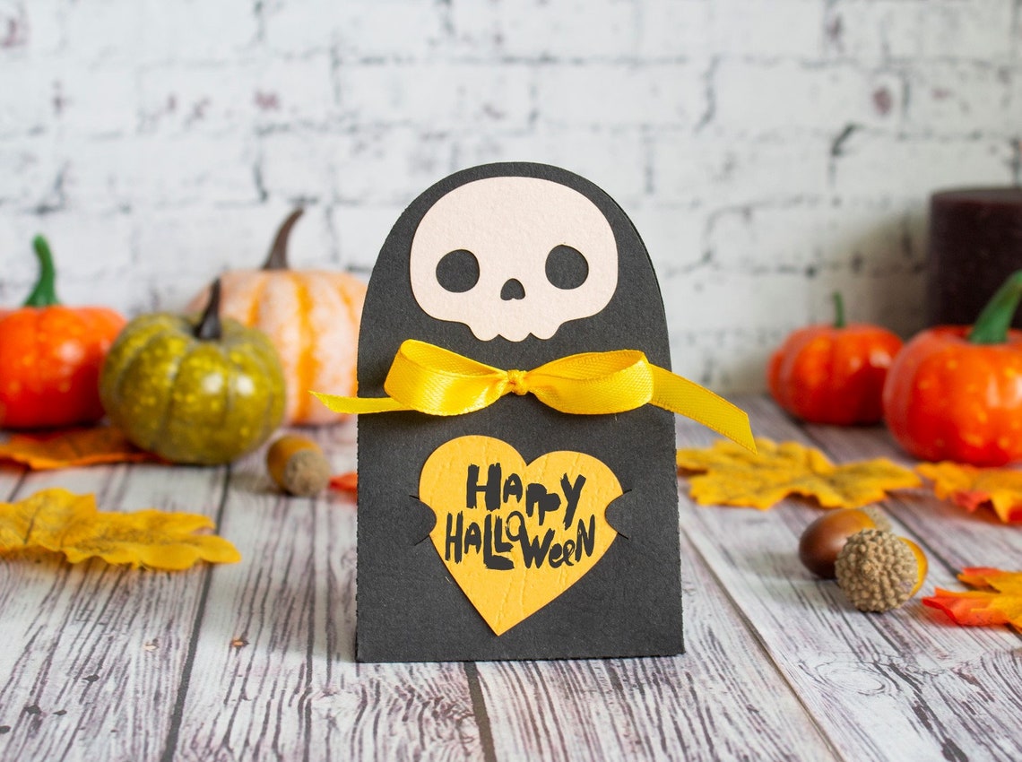 Halloween Ghost Box Svg Skull Candy Gift Box Template for - Etsy