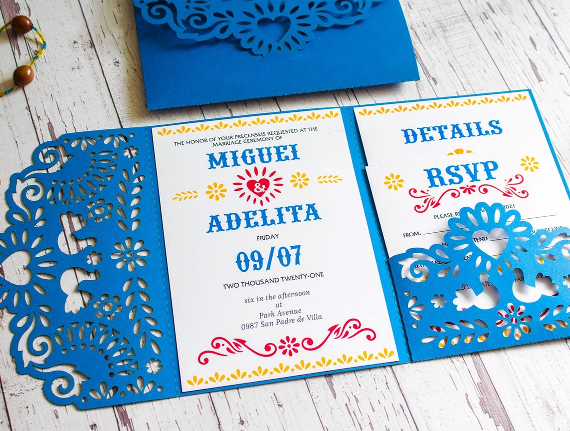 Mexican Invitation Template Wedding Trifold 5x7 Svg Pocket - Etsy