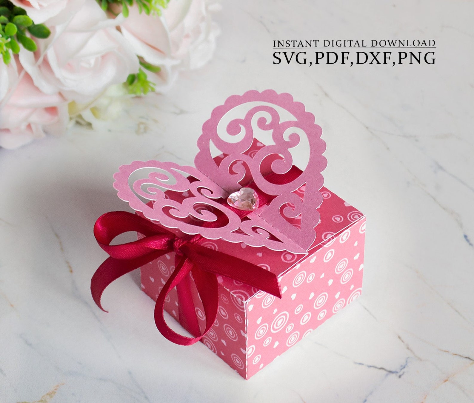 Gift Box Svg Candy Gift Box Template Heart Favor Box - Etsy