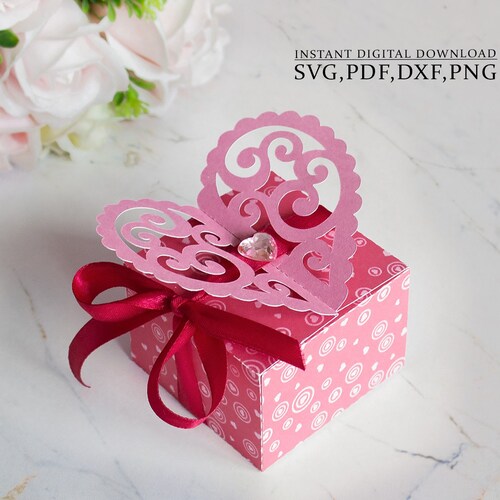 Gift Box Svg Candy Gift Box Template Heart Favor Box - Etsy