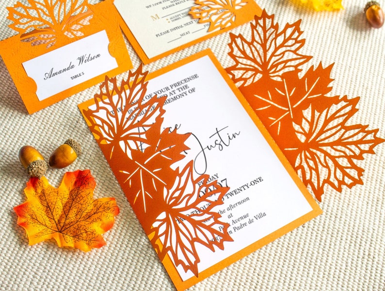 Maple Leaf Invitation SVG Autumn Wedding Invitation Set - Etsy