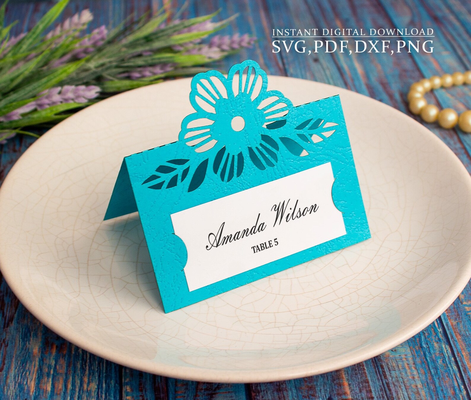 Place Card Template SVG Flower Wedding Place Card - Etsy