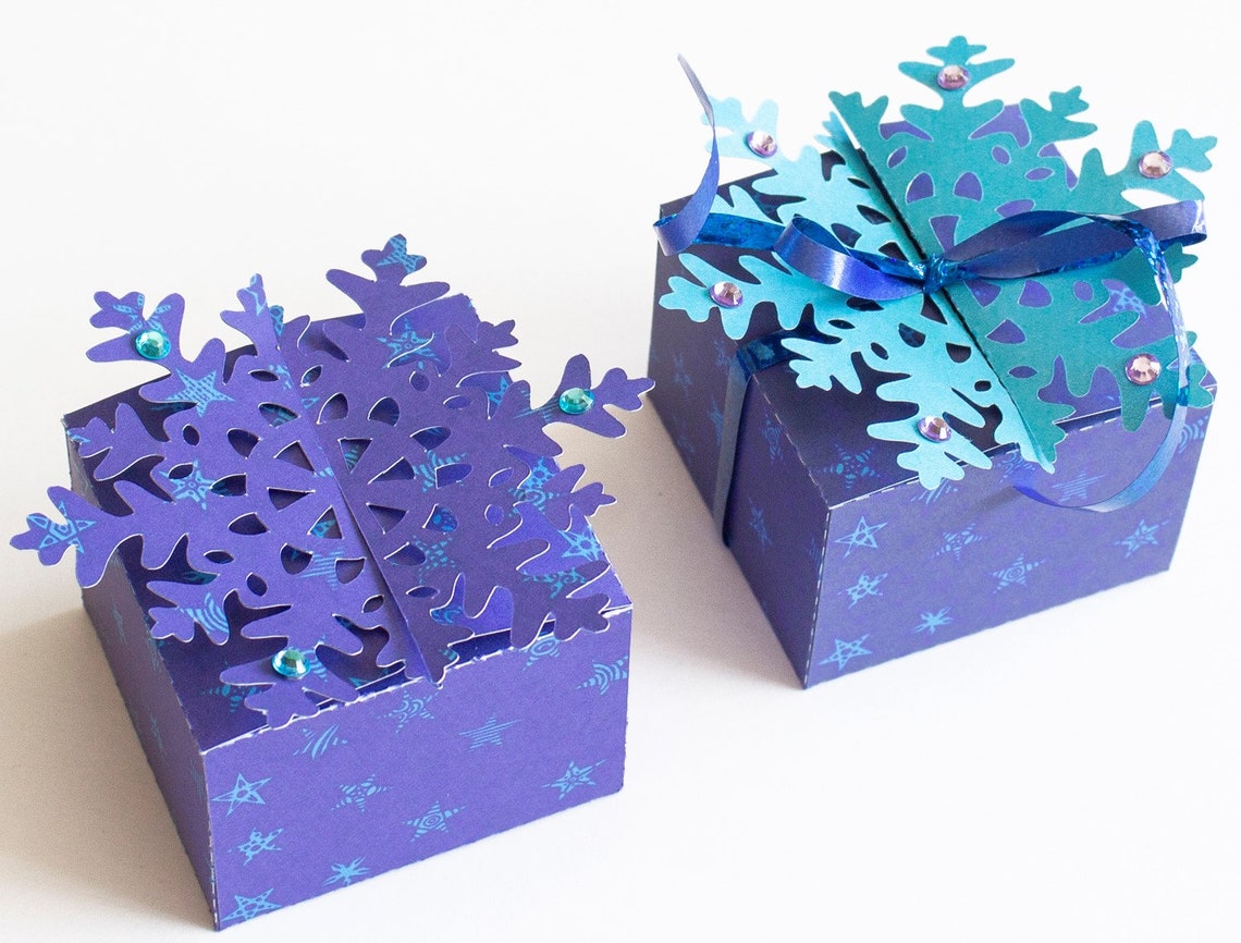 Snowflake Gift Box Template Christmas Box Svg Small Gift Box - Etsy