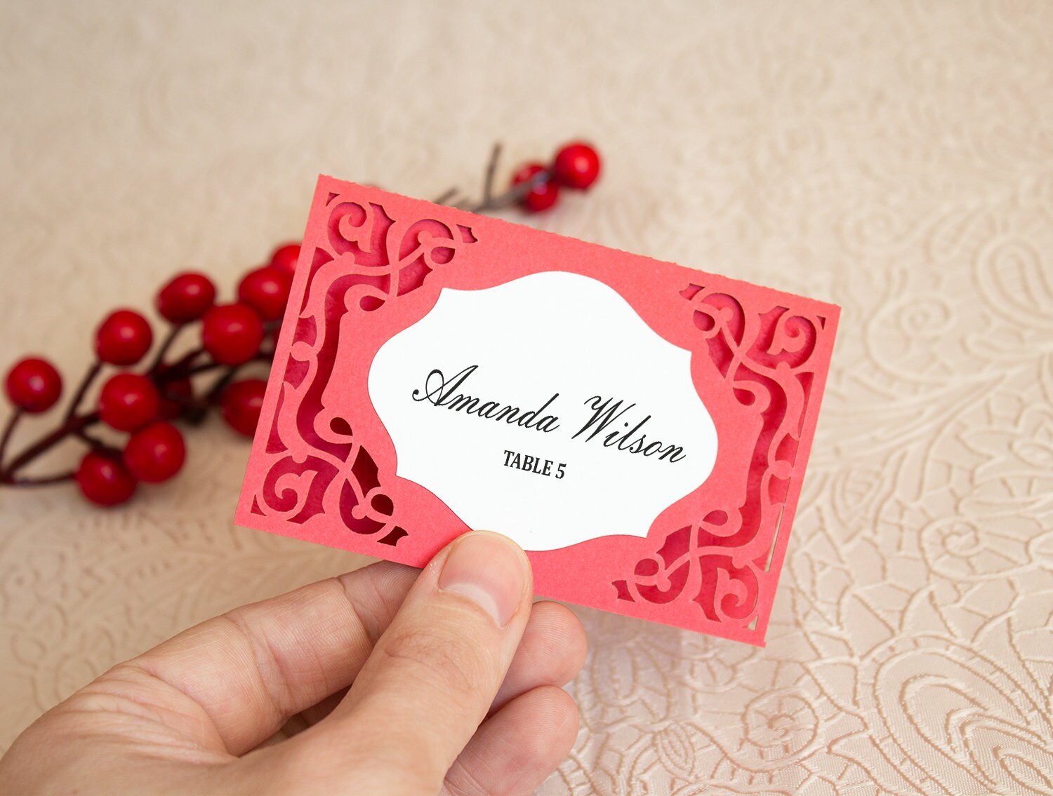 Vintage Place Cards Template SVG, Retro Ornament Wedding Cards ...