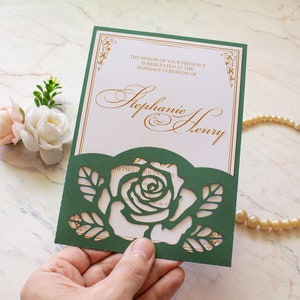 Rose Invitation Template SVG, Flower Pocket Invite Card for Cricut ...