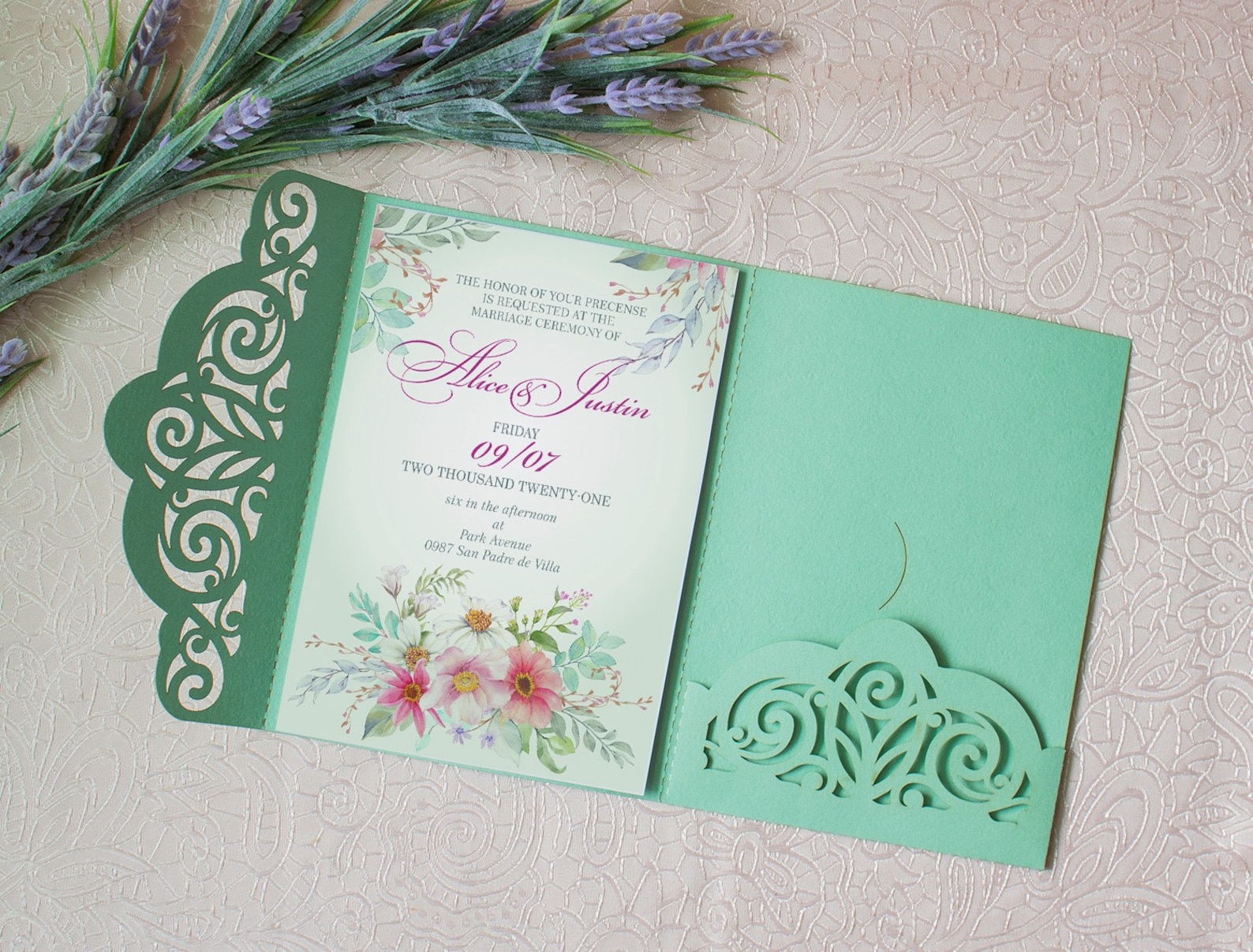 Lace Invitation Template 5x7 Wedding Trifold Invitation Svg - Etsy