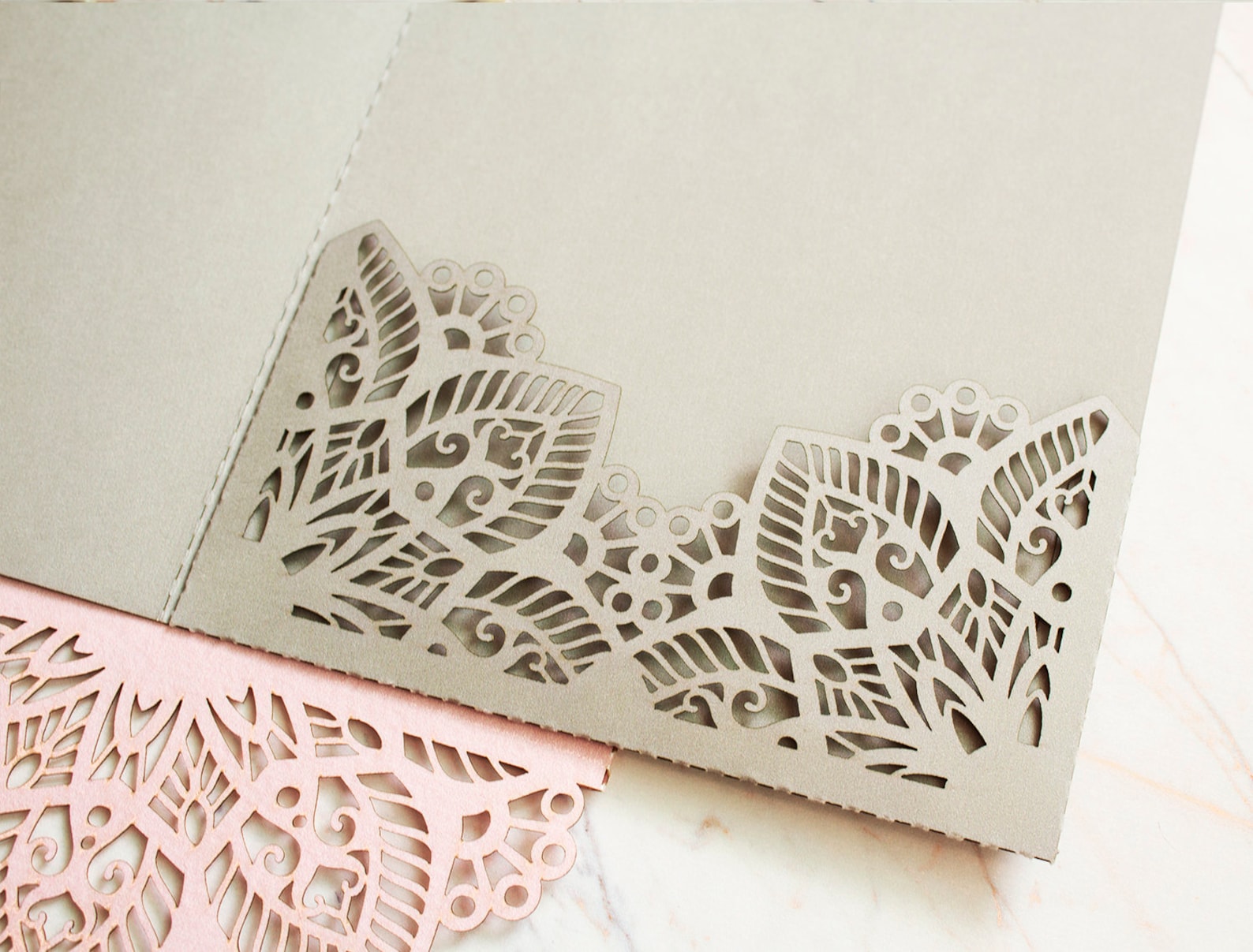 Wedding Lace Invitation SVG Template, Elegant 5x7 Pocket Envelope for ...