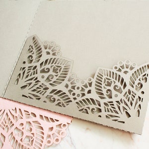 Wedding Lace Invitation SVG Template, Elegant 5x7 Pocket Envelope for ...